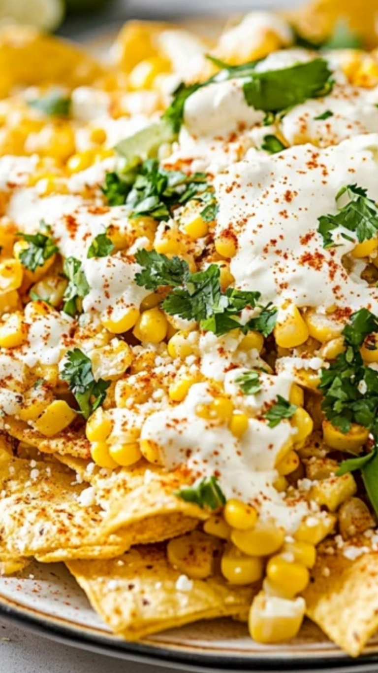 Elote Mexican Street Corn Nachos with Zesty Cheese Sauce: A Flavorful ...